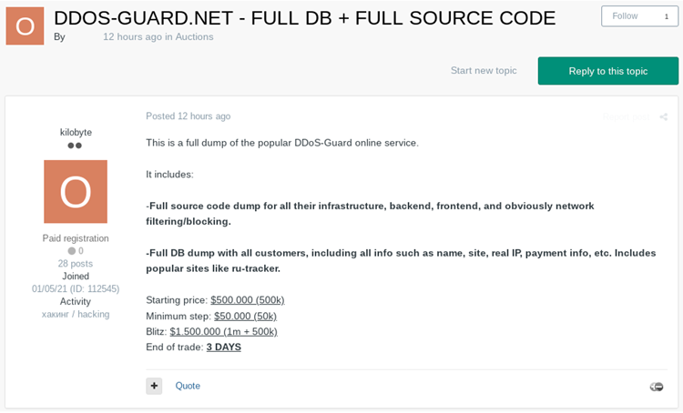 Database, source code allegedly related to bulletproof hosting, once ...